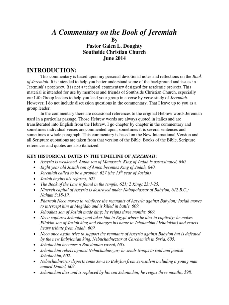 Commentary on Jeremiah's Prophecies | PDF | Bible Content