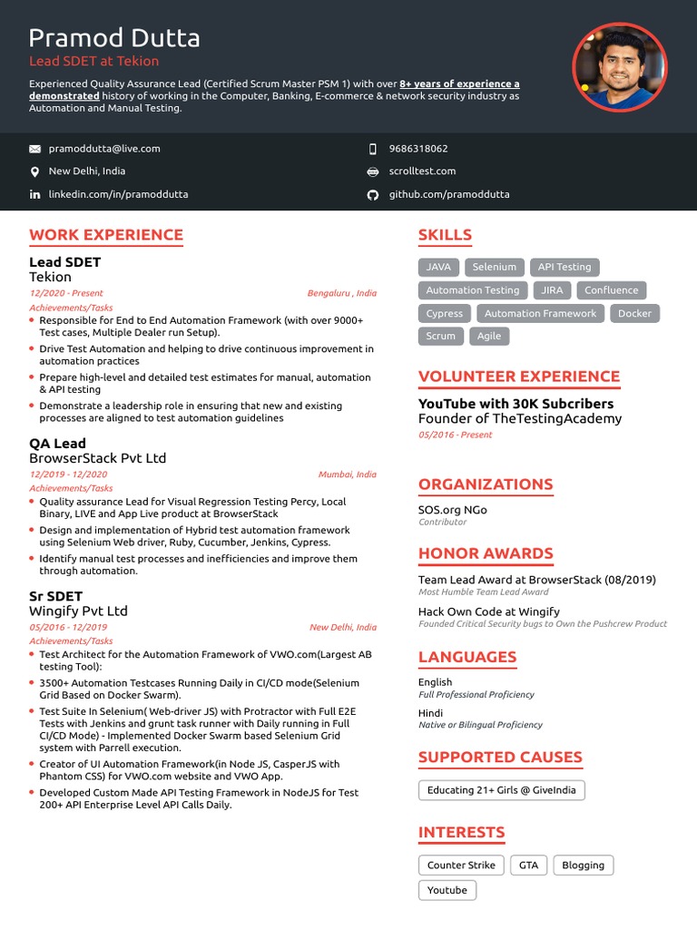 Pramod Dutta: Work Experience Skills | PDF | Selenium (Software) | Computing