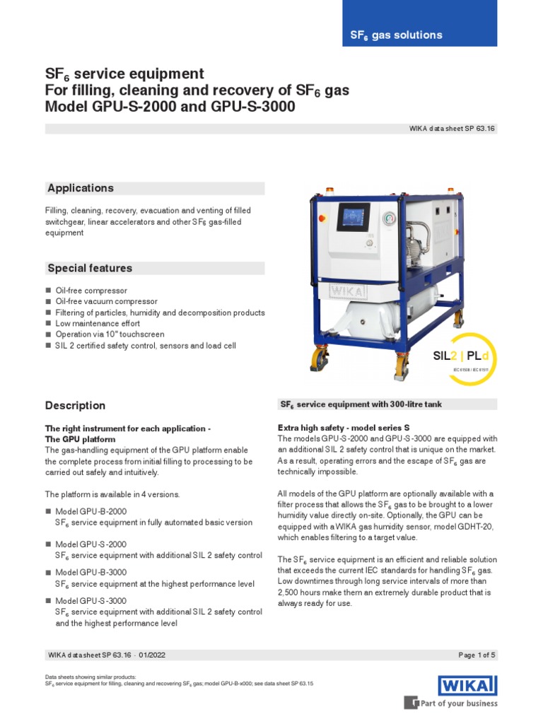WIKA GPU-S-3000 SF6 Handling | PDF | Vacuum Tube | Gases