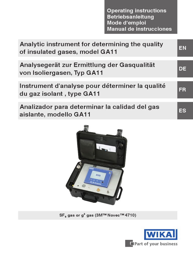 WIKA GA11 SF6 Analyser | PDF | Gases | Sulfur