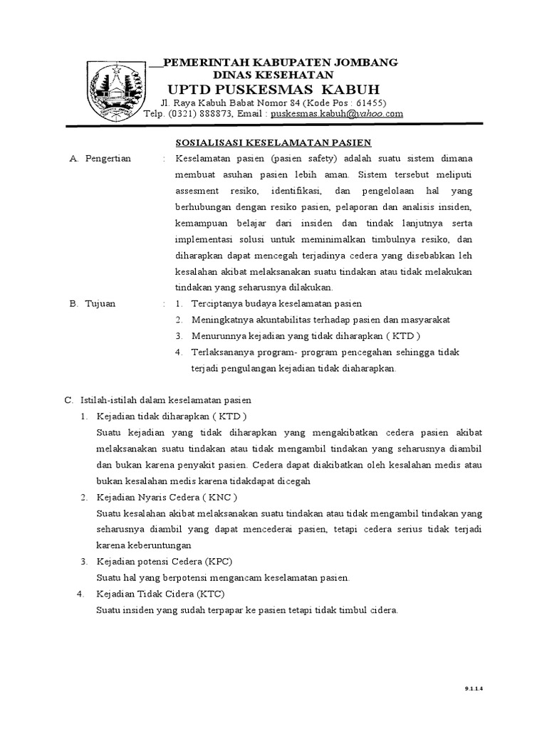 Sosialisasi Keselamatan Pasien di Puskesmas Kabuh | PDF | Pengembangan Diri | Sains & Matematika