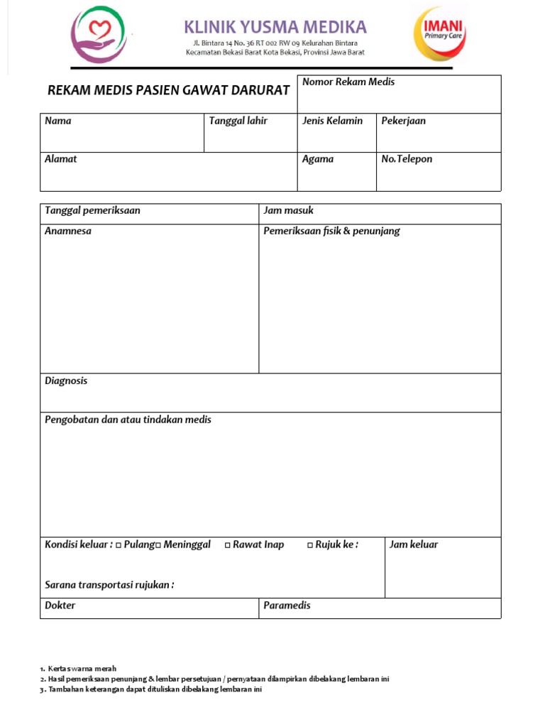 Form 4. Rekam Medis PX Rawat Gawat Darurat | PDF