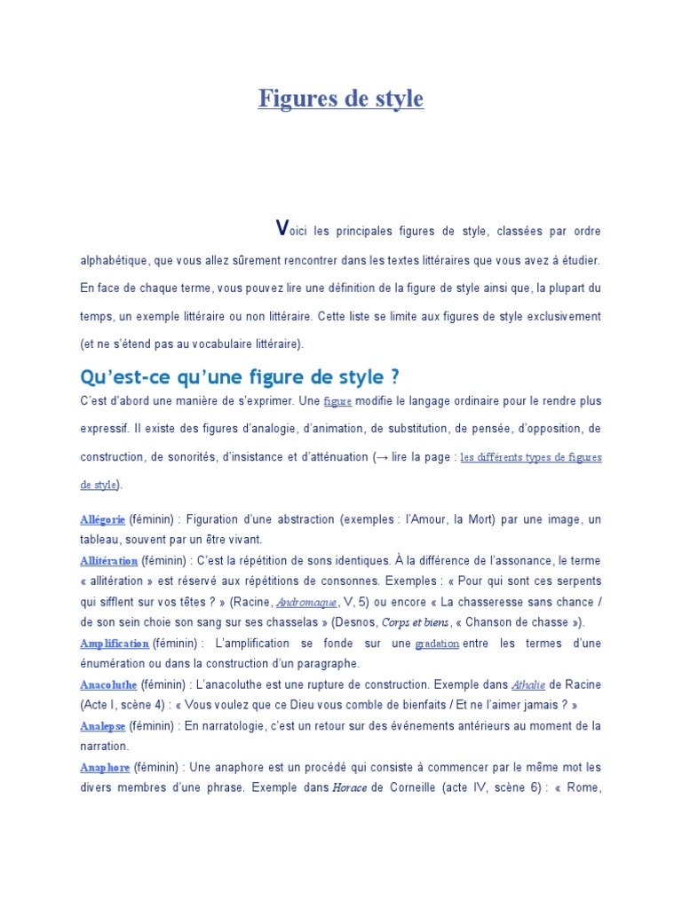 Figures de Style | Download Free PDF | Genre grammatical | Métaphore