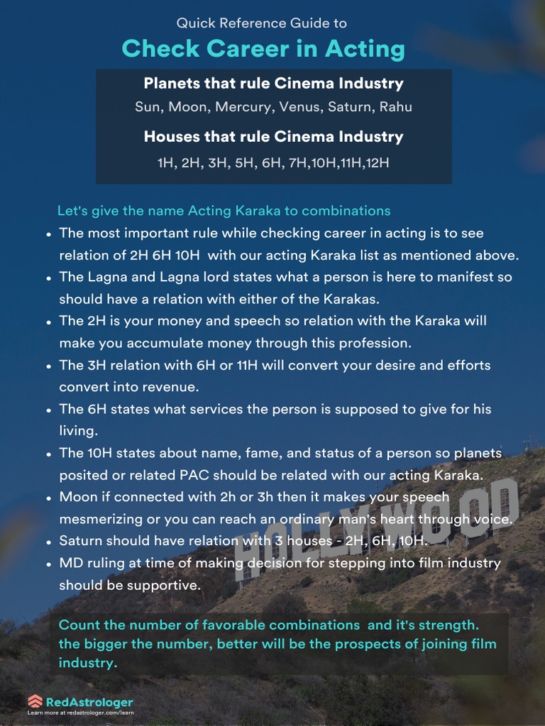 Check Career in Acting Reference Guide | PDF