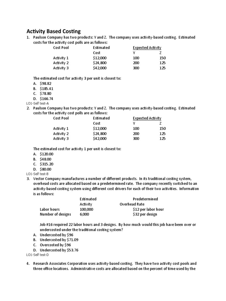 Activity-Based Costing in Companies | PDF | Salary | Pizza