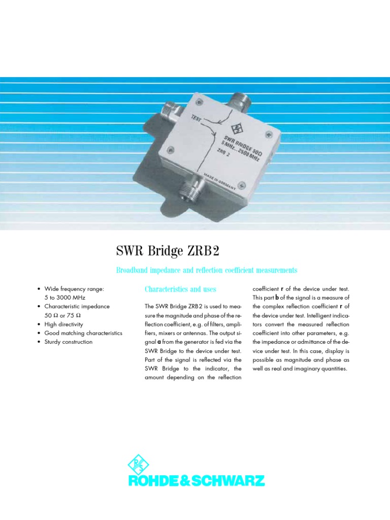 Zrb2 SWR Bridge | PDF | Electrical Impedance | Telecommunications