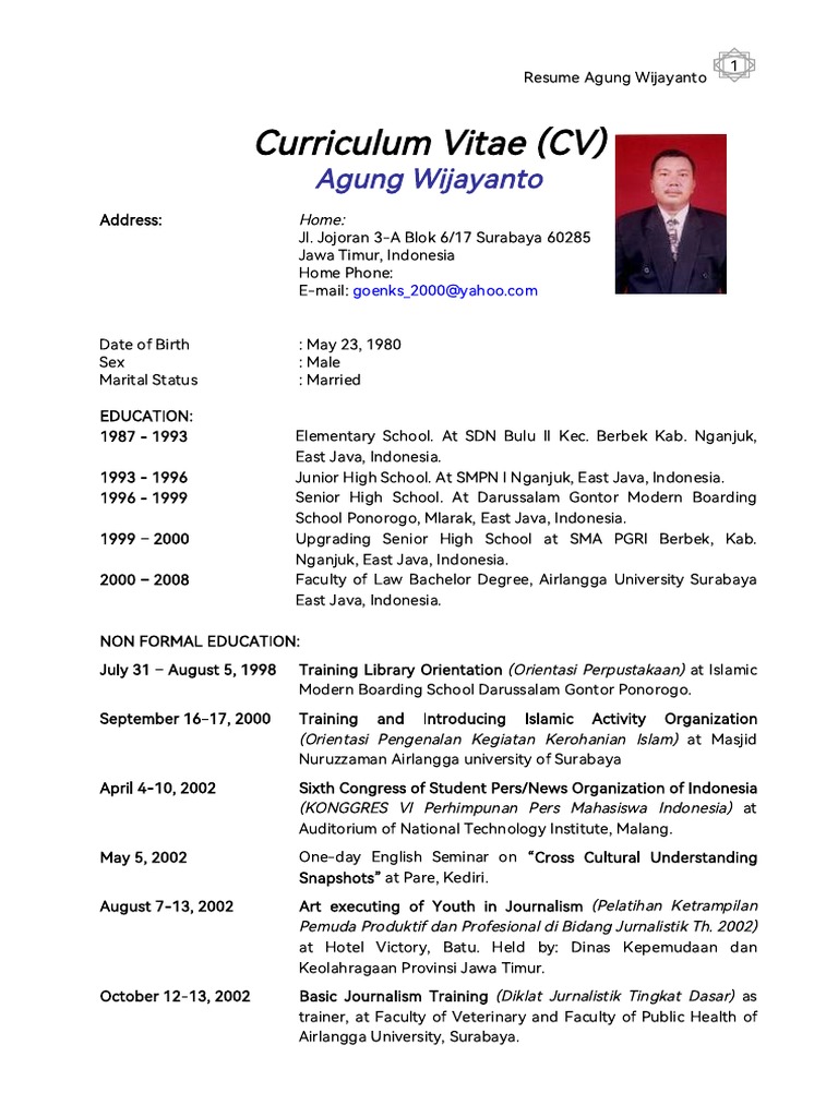 CV Agung Wijayanto | PDF