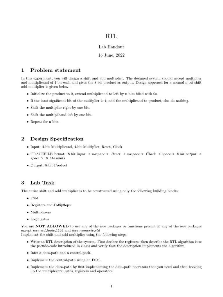 1 Problem Statement: Lab Handout 15 June, 2022 | PDF | Computers