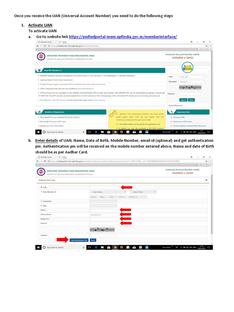 UAN Activation and KYC Update | PDF