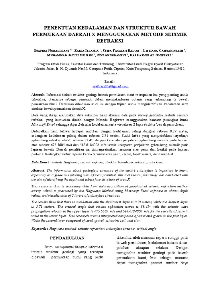 Seismik Refraksi Daerah X: Kedalaman & Struktur | PDF | Sains & Matematika