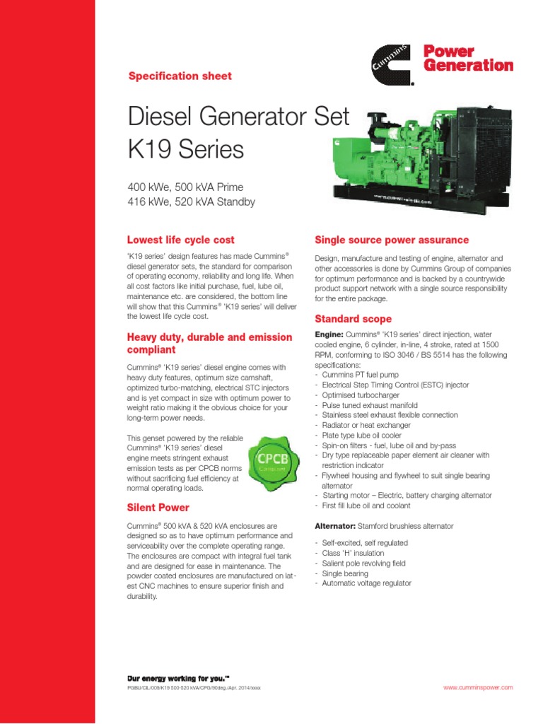 500-kva-cummins-generators-1 | PDF | Diesel Engine | Cummins
