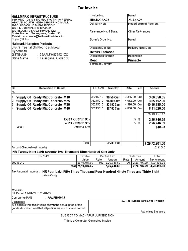Pinnacle RMC Invoice | PDF | Market (Economics) | Government