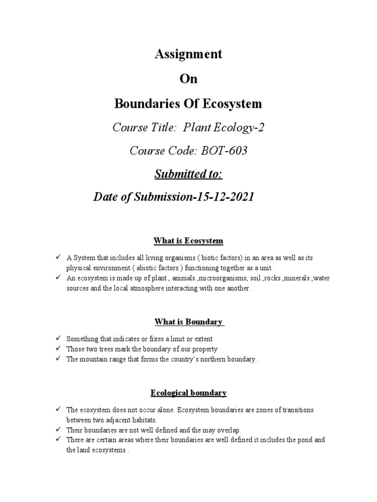 Boundaries of Ecosystem | PDF | Ecosystem | Ecology