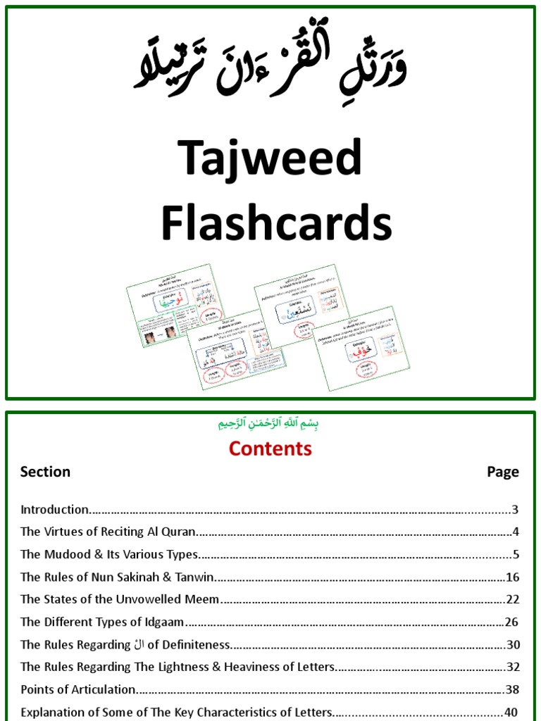Tajweed Flashcards and Rules Guide | PDF | Quran | Islam