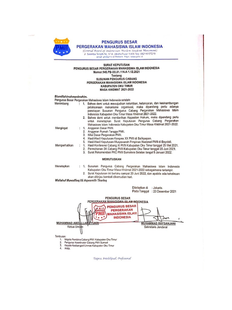 SK PC Pmii Oku Timur 2022 | PDF