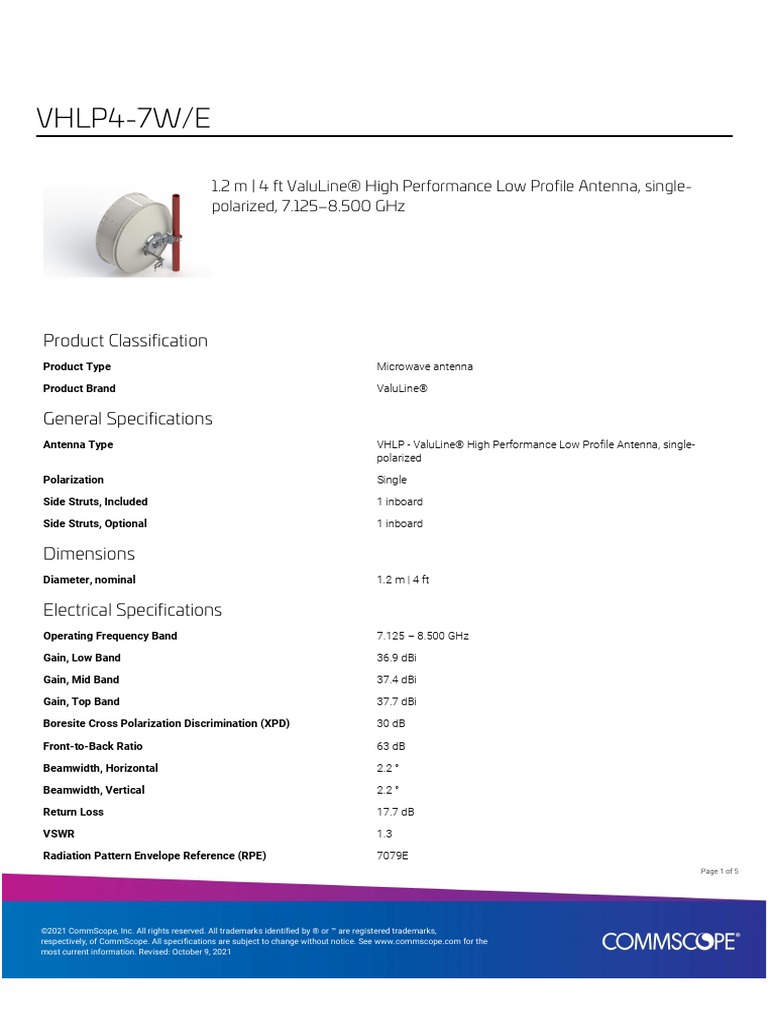 Andrew VHLP4-7W | PDF