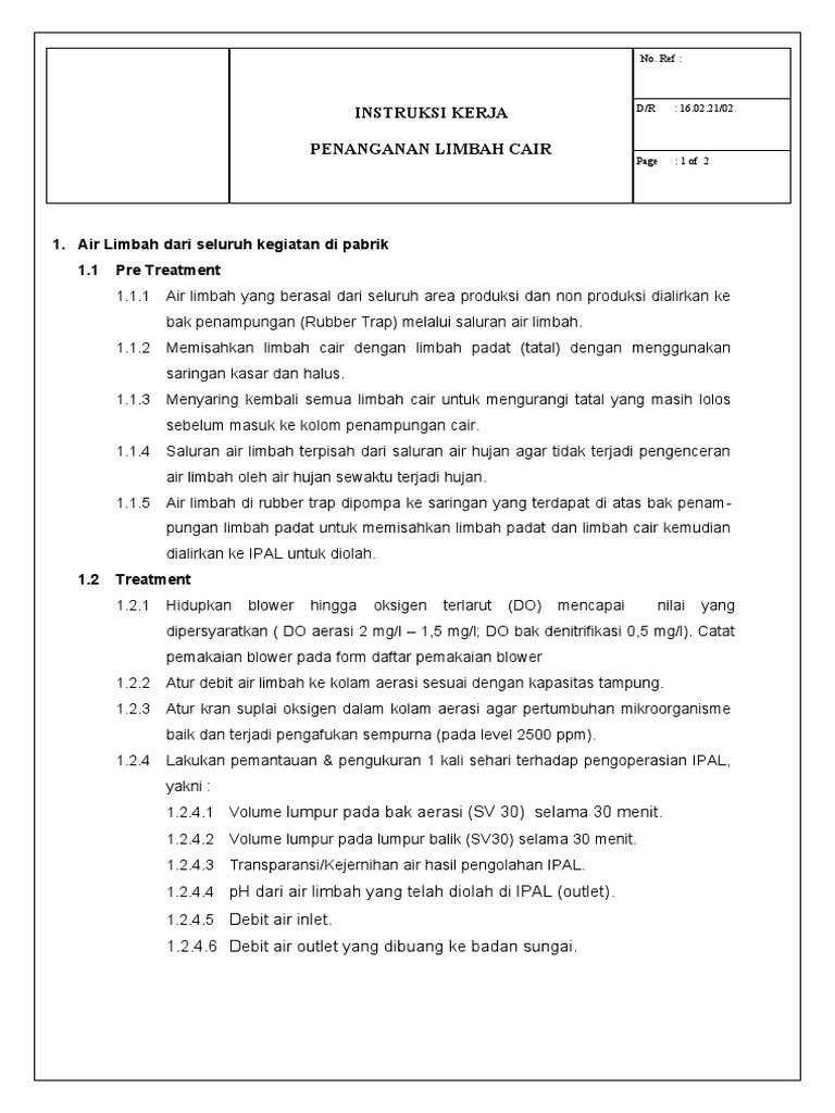 IK Penanganan Limbah Cair (IPAL) | PDF
