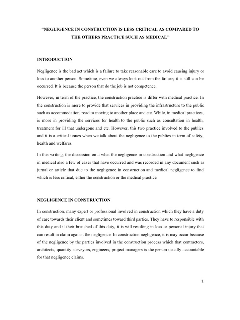 Negligence in Construction | PDF | Negligence | Damages