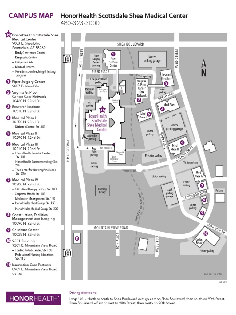 Honorhealth Scottsdale Shea Medical Center: Campus Map | PDF | Health ...