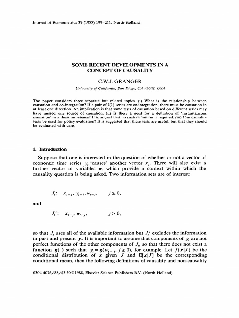 Granger 1988 Pdf Causality Stationary Process