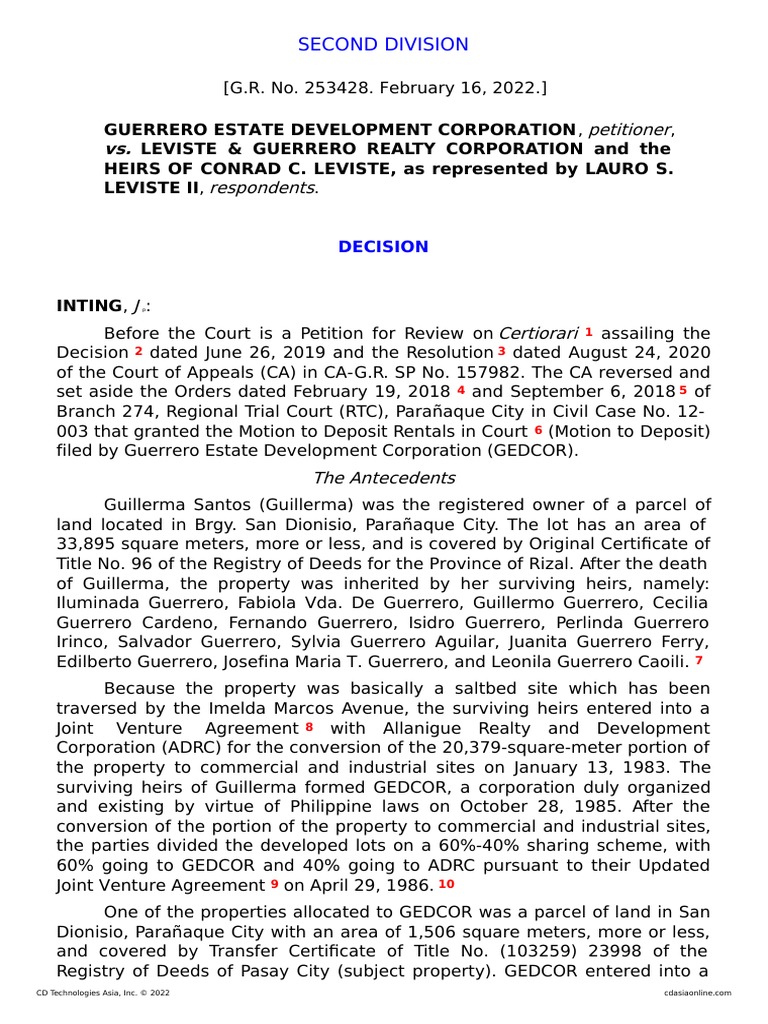 GEDCOR vs. Leviste: Rental Dispute Case | PDF | Jurisdiction | Lawsuit