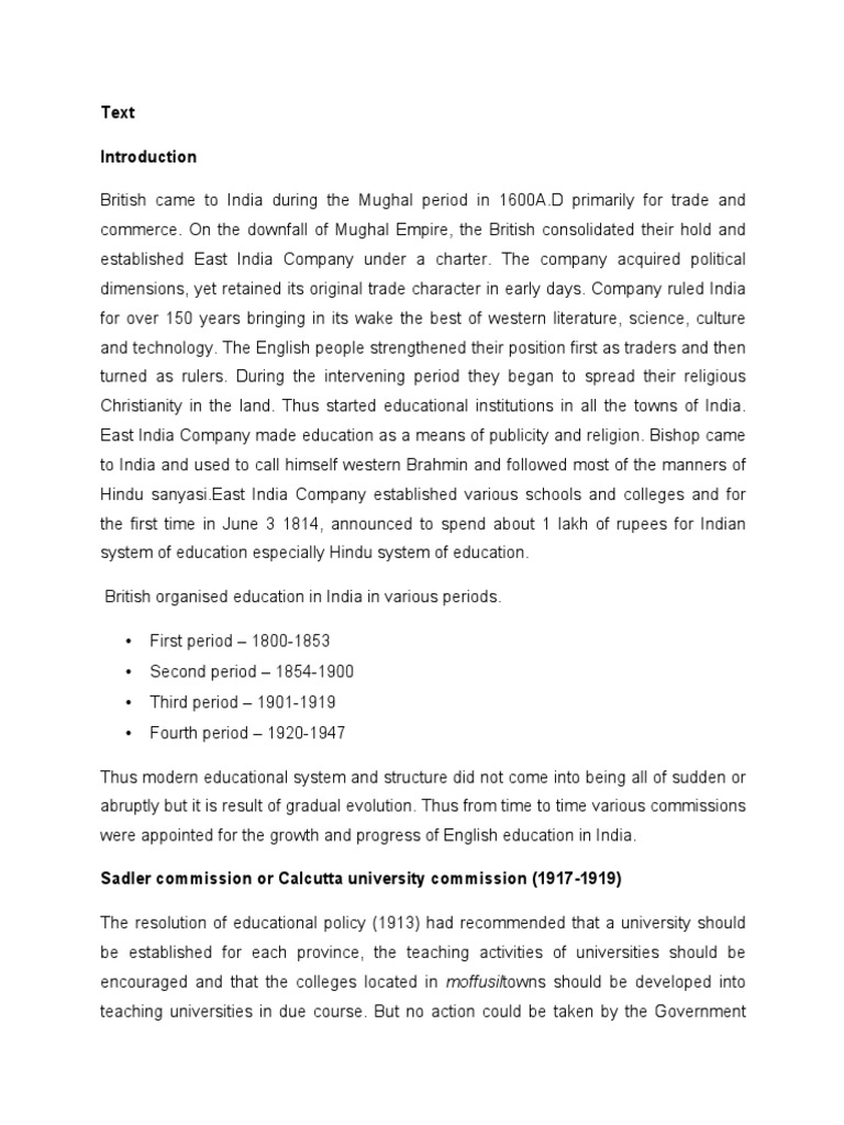 Sadler Commission Report 1917 | PDF | University | College