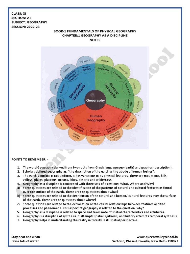 Class Xi - Geography CH-1 Geography As A Discipline (Notes) | Download ...