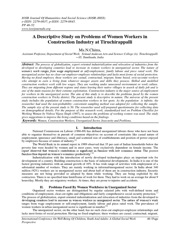 Problems of Women Workers in | PDF | Employment | Welfare