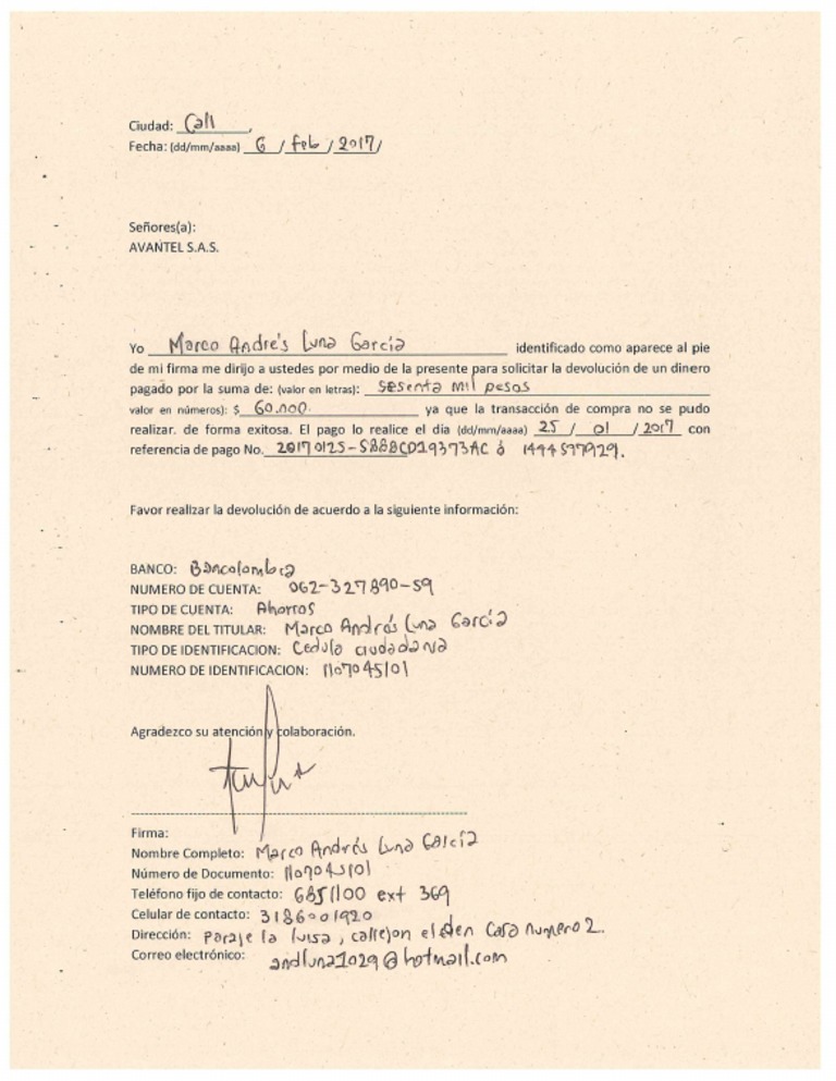 Carta Solicitud Reintegro Pago | PDF