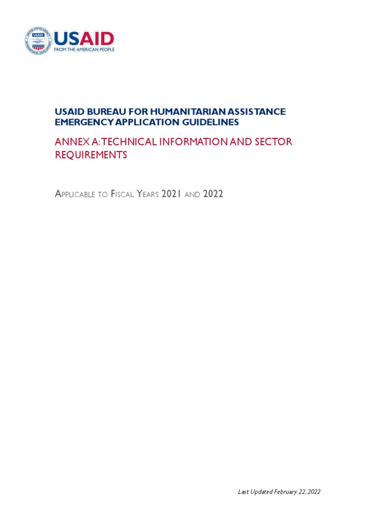 USAID BUREAU FOR HUMANITARIAN ASSISTANCE EMERGENCY APPLICATION ...