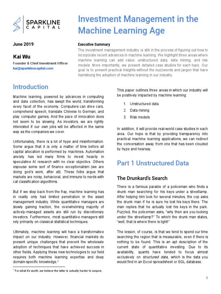 Investment Management in The Machine Learning Age: Kai Wu | Download ...
