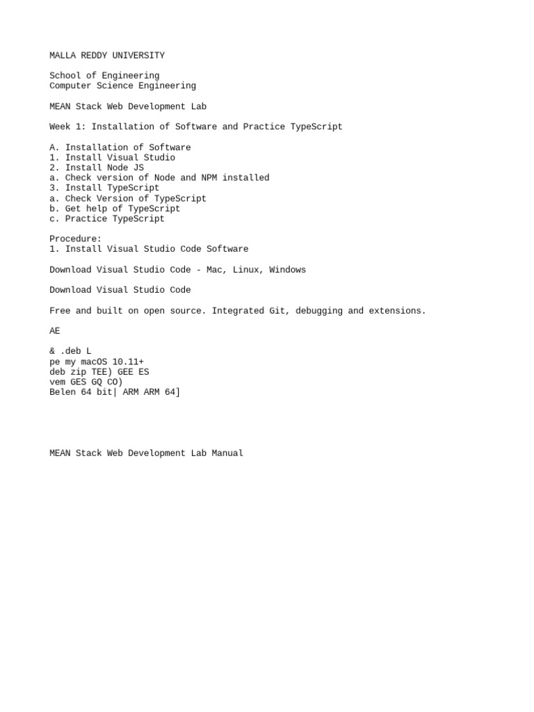 MEAN Stack Web Development Lab Manual (Week 1-13) - Student Version (1 ...