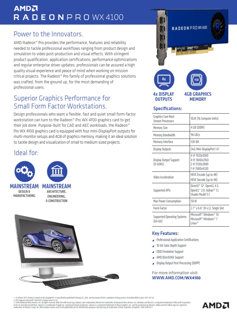 Radeon Pro WX 4100 Specifications | PDF | Graphics Processing Unit ...