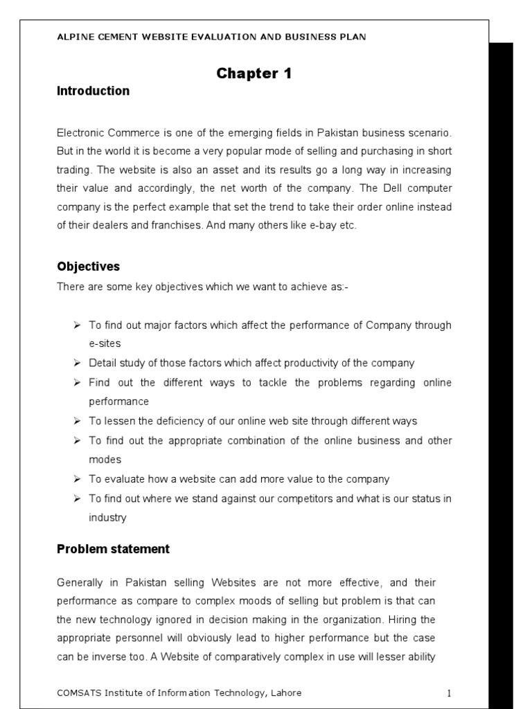 Alpine Cement Website Evaluation and Business Plan: COMSATS Institute ...