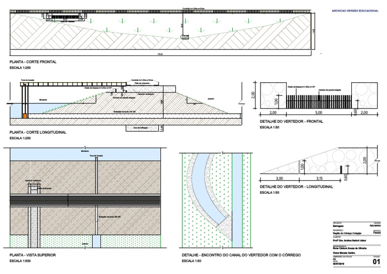 Projeto de corrimão com dimensões de 1 metro de altura e 10 centímetros ...