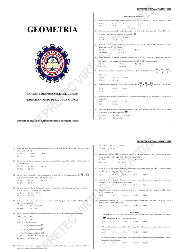 5guia Geometria | PDF | Triángulo | Matemática Elemental