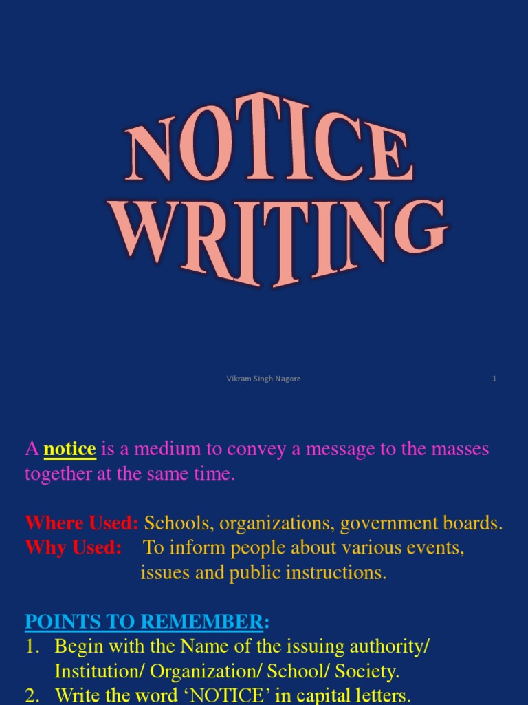 Notice Writing Guidelines and Examples | PDF