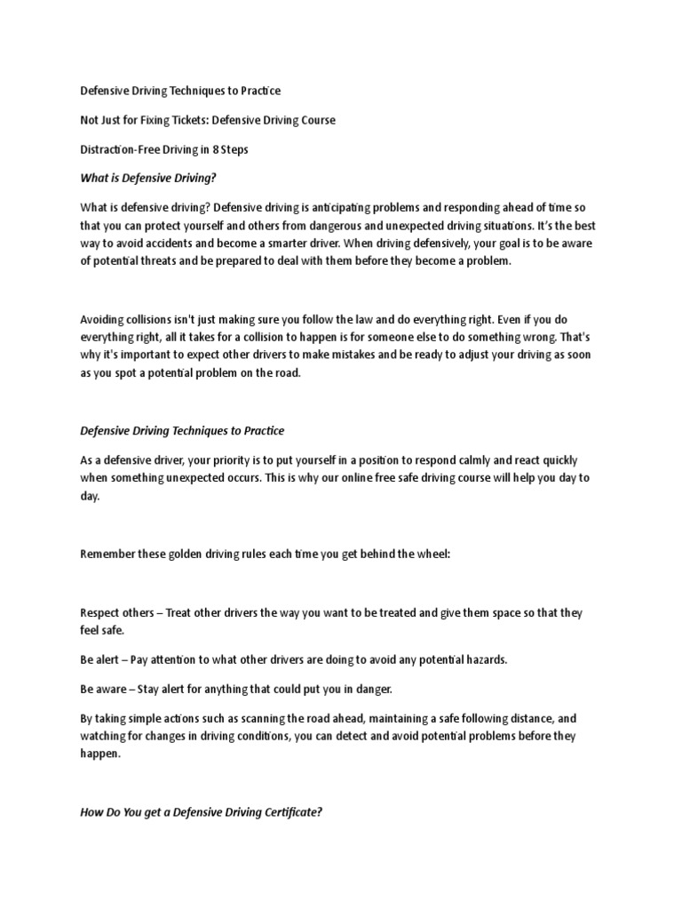 What Is Defensive Driving? | Download Free PDF | Transport