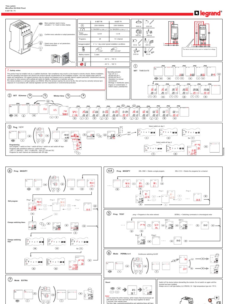 Set Time/Date: Microrex D21/D22 Plus2 6 037 70 / 71 Time Switch | PDF ...