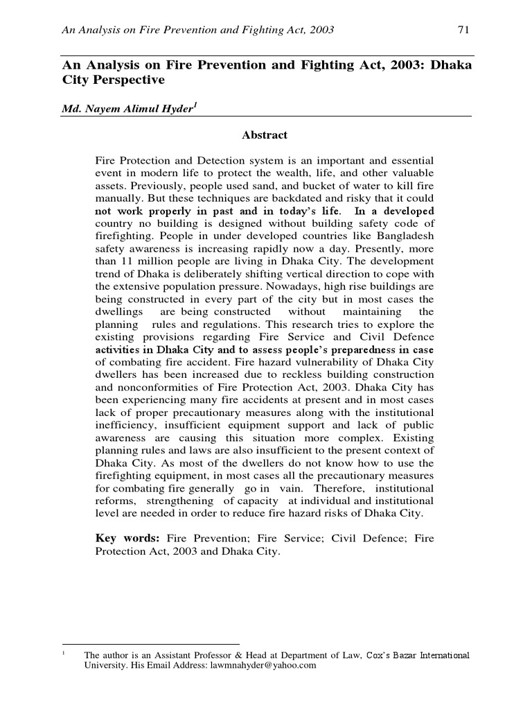 An Analysis On Fire Prevention and Fight | PDF | Fires | Fire Safety