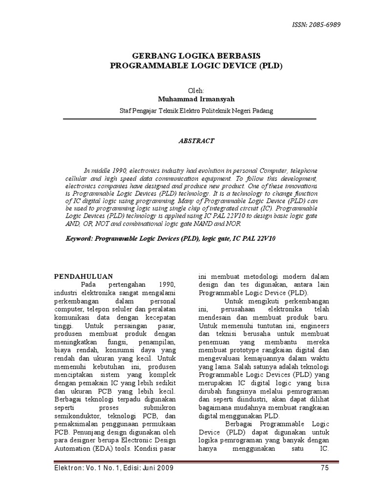 Gerbang Logika Berbasis Programmable Logic Device (PLD) : Muhammad Irmansyah | PDF