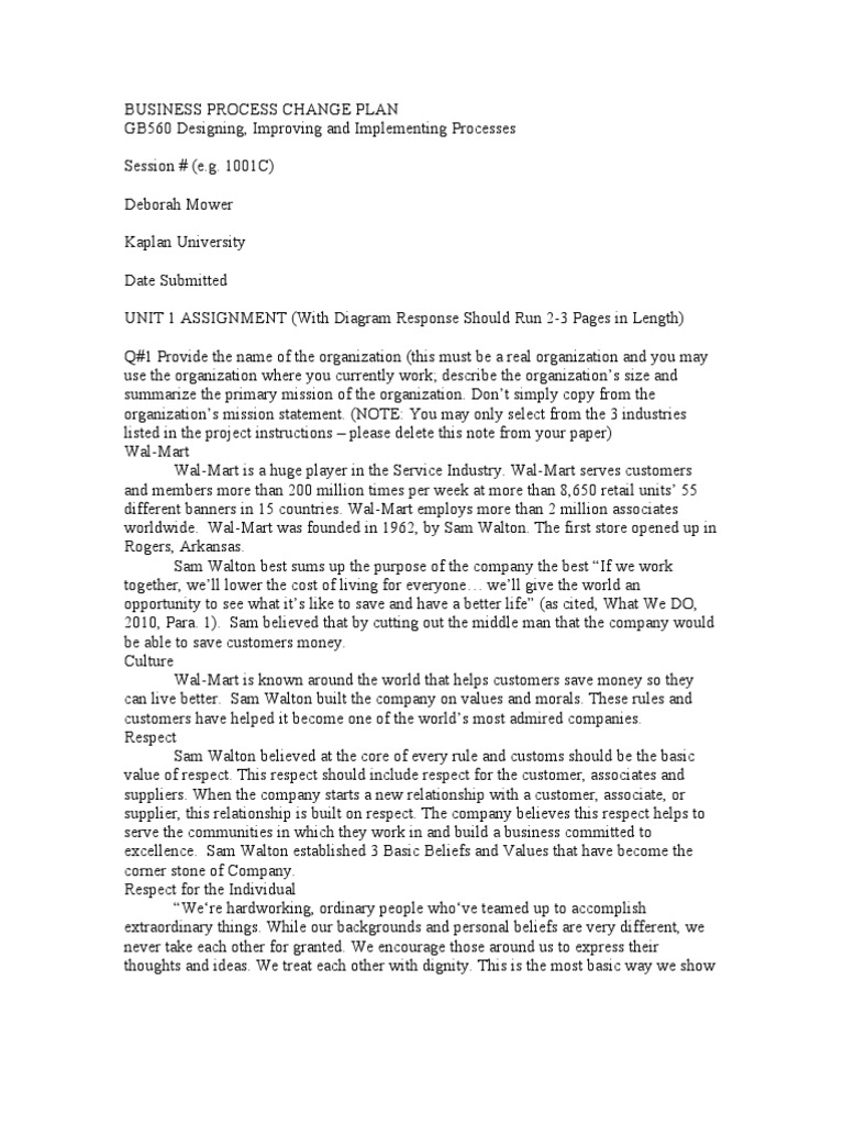 Business Process Change Plan | PDF | Retail | Walmart