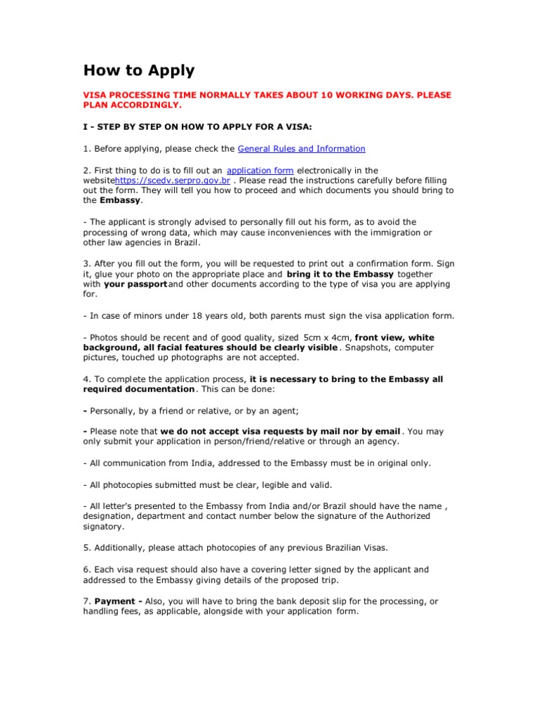Brazilian Visa Application Guide | PDF | Travel Visa | Notary Public