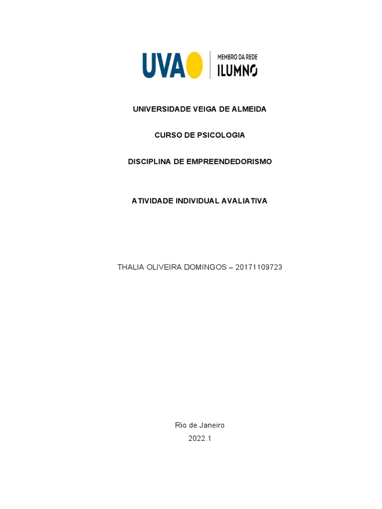 Empreendedorismo Atividade Individual Avaliativa | PDF ...