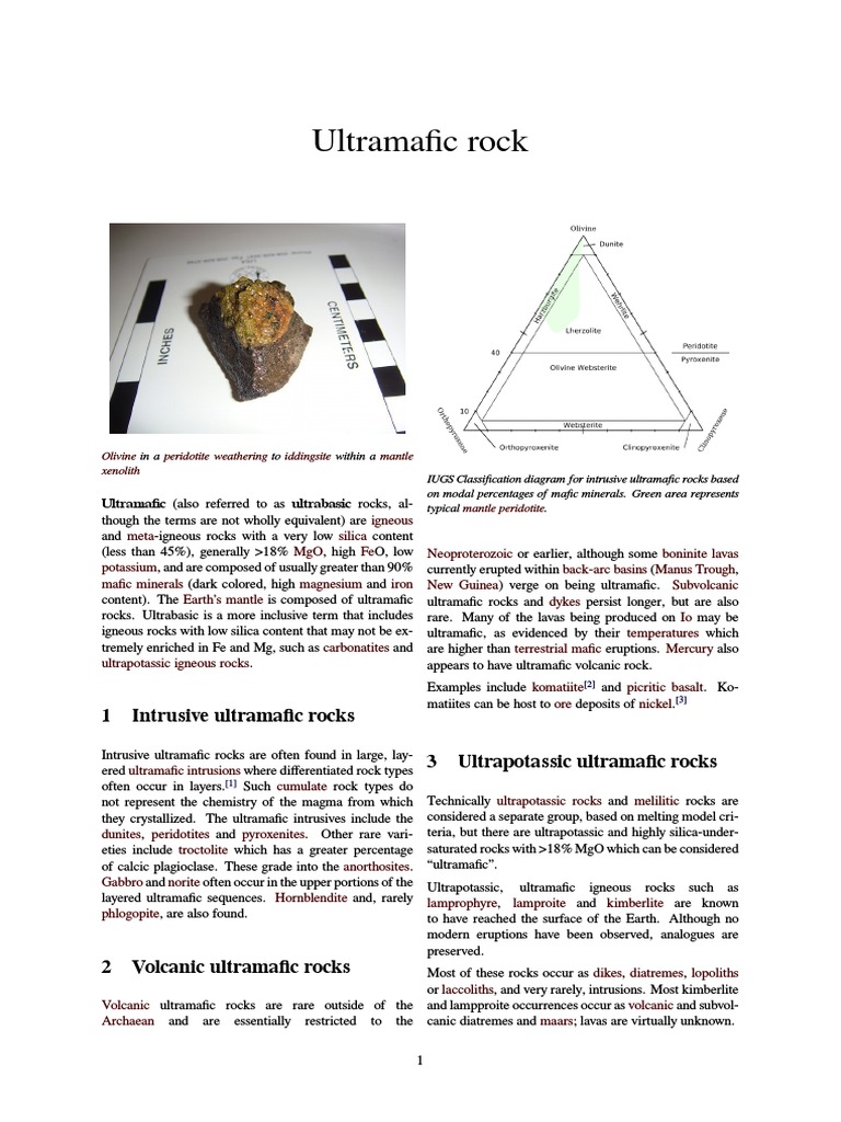 Ultramafic Rock PDF | PDF | Geology | Structure Of The Earth