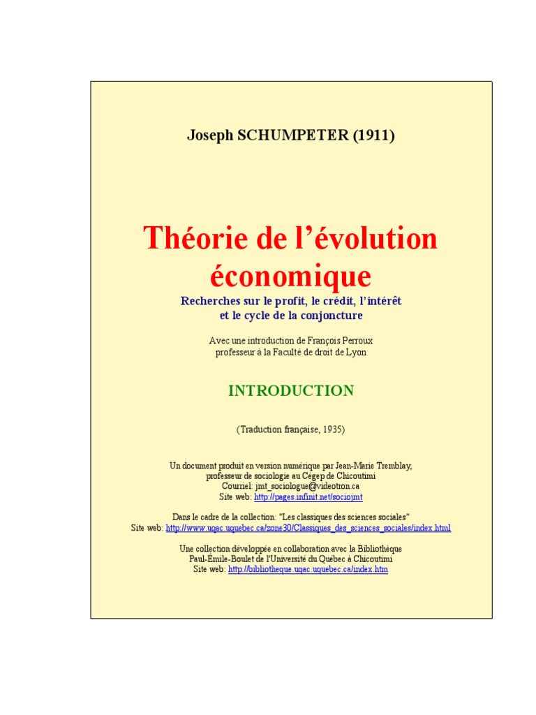1- Schumpeter - Théorie de l'Évolution Économique | PDF | Économie | Capitalisme