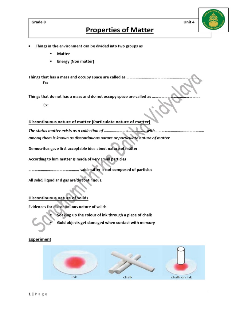 Properties and Nature of Matter | PDF | Gases | Density
