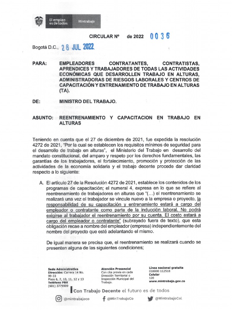 Circular 036 Del 2022 | PDF