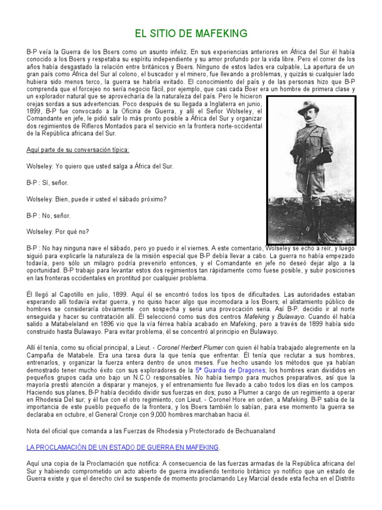 La Batalla de Mafeking: Estrategias y Defensa | PDF | Mina naval | Militar