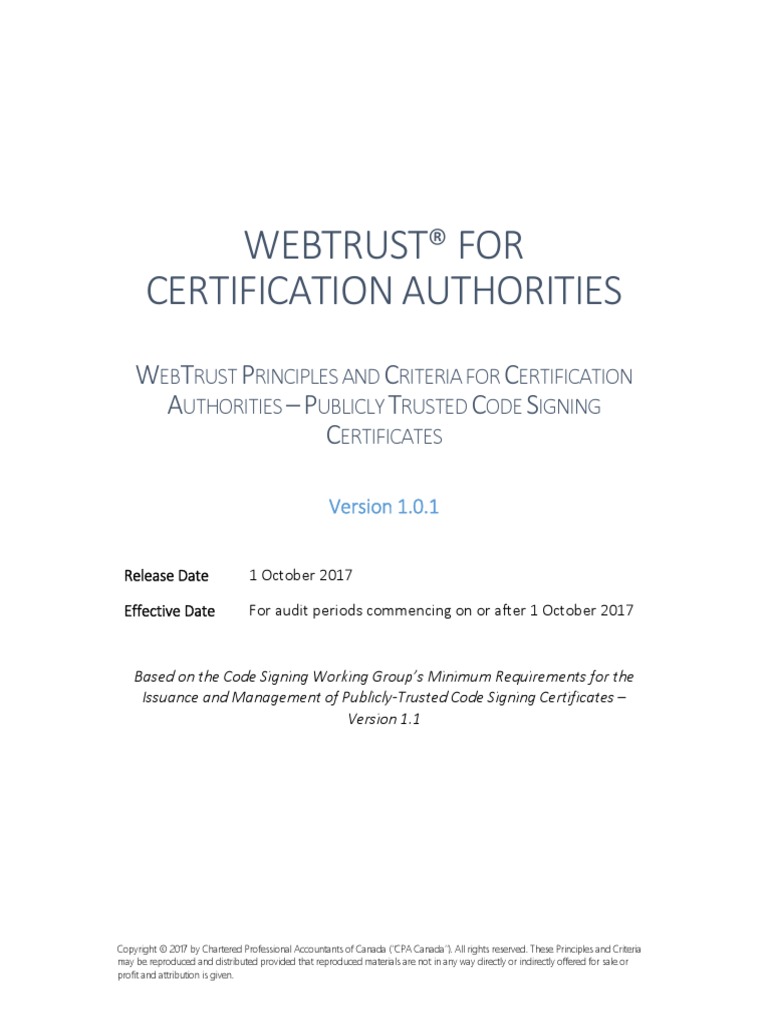 4.WebTrust Principles and Criteria For CA - Publicly Trusted Code ...